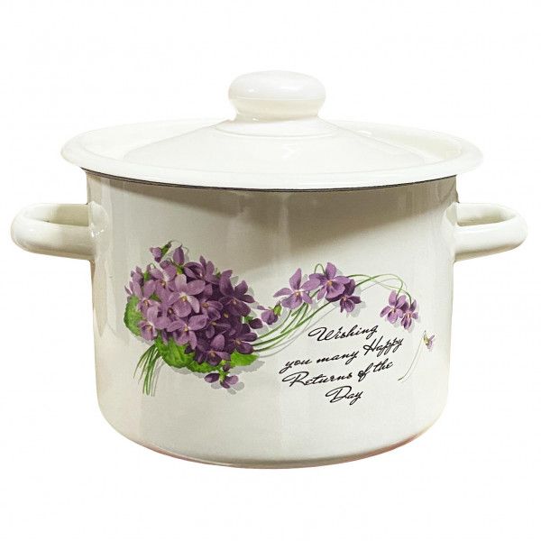 Emaillierter Kochtopf „Viola“, zylindrisch